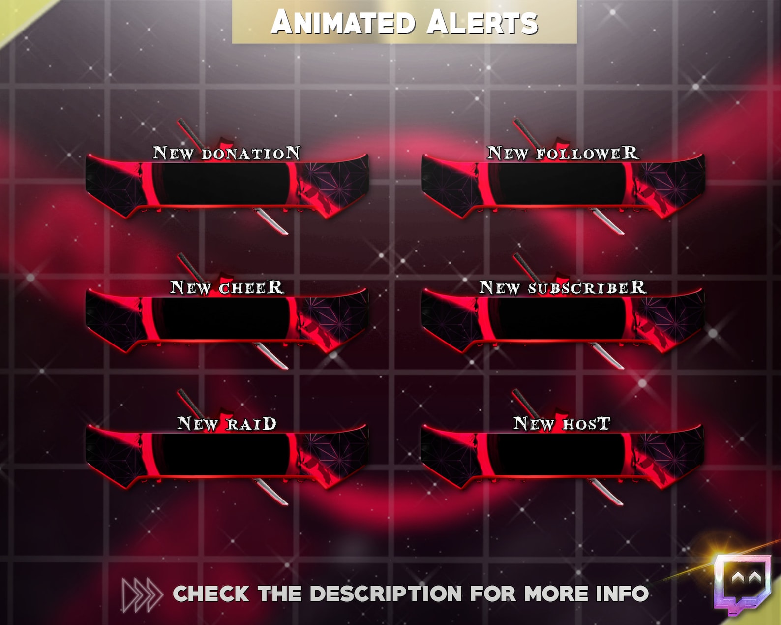 Animated Anime Twitch Overlay Pack for Stream | Oni Blade | Demon ...