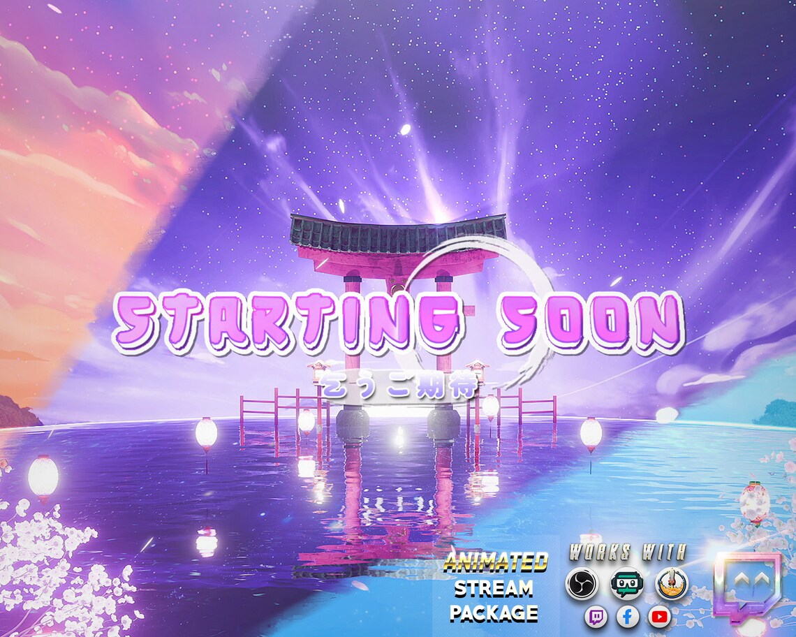 Twitch Animated Overlay Pack for Stream Serenity Gate Anime Japanese ...