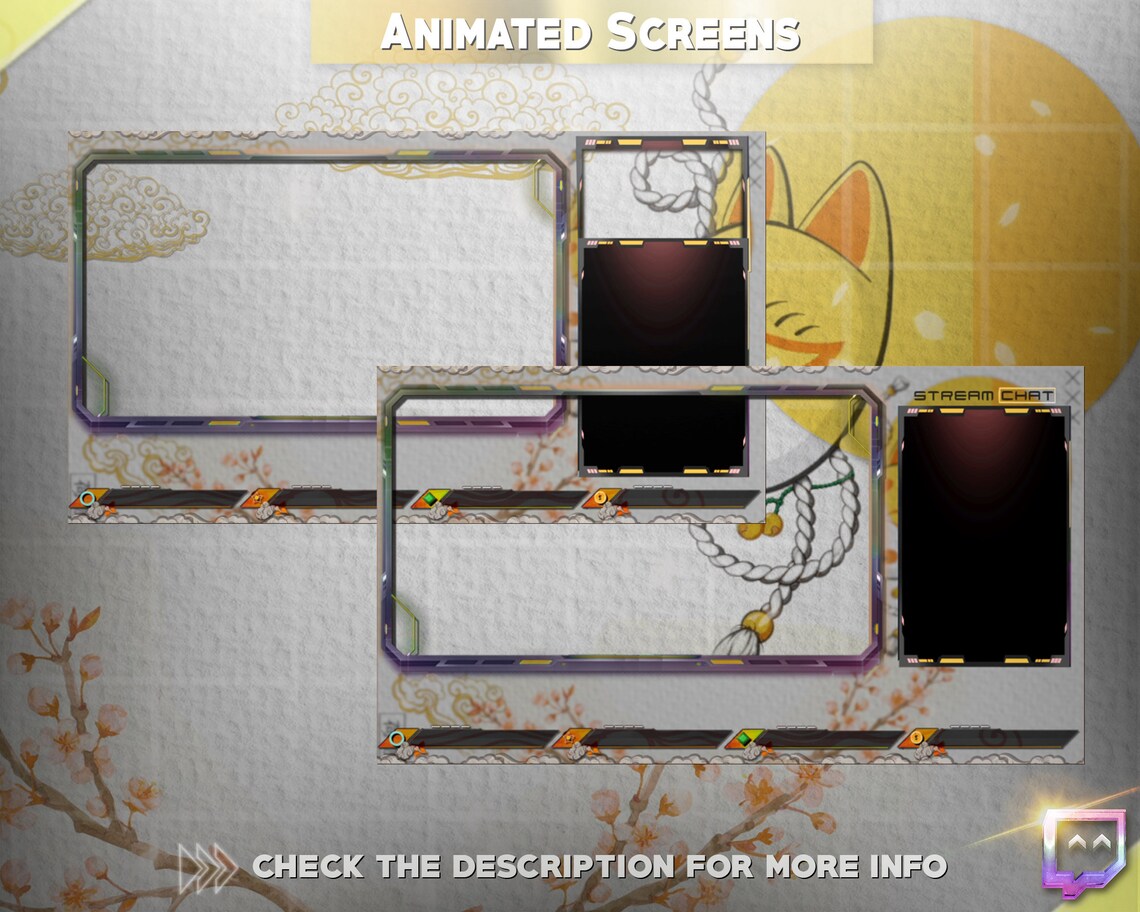 Animated Japanese Twitch Overlay Pack for Stream | Kitsune | Sakura ...