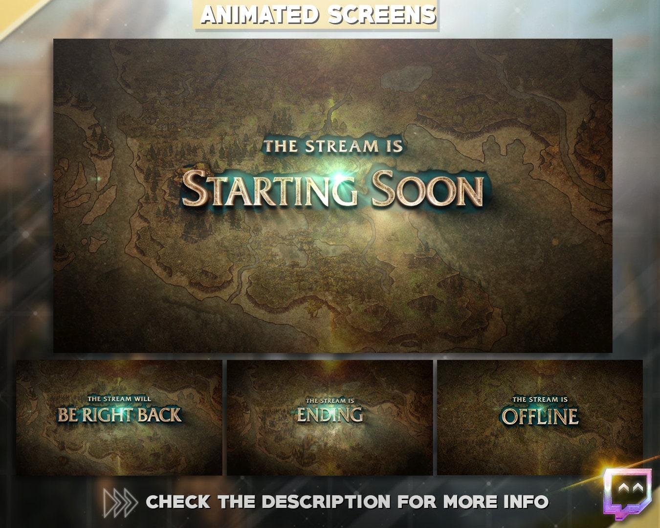 Animated Fantasy Stream Overlays Pack | Dungeon Raider | Twitch - RPG ...