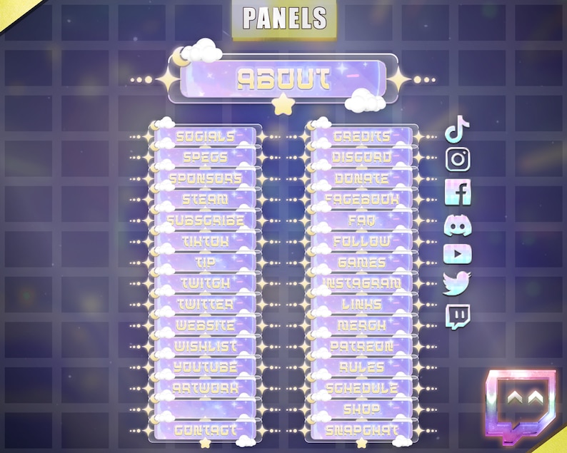 Twitch Animated Overlay Pack for Stream | Dream Desk | Cute - Galaxy ...