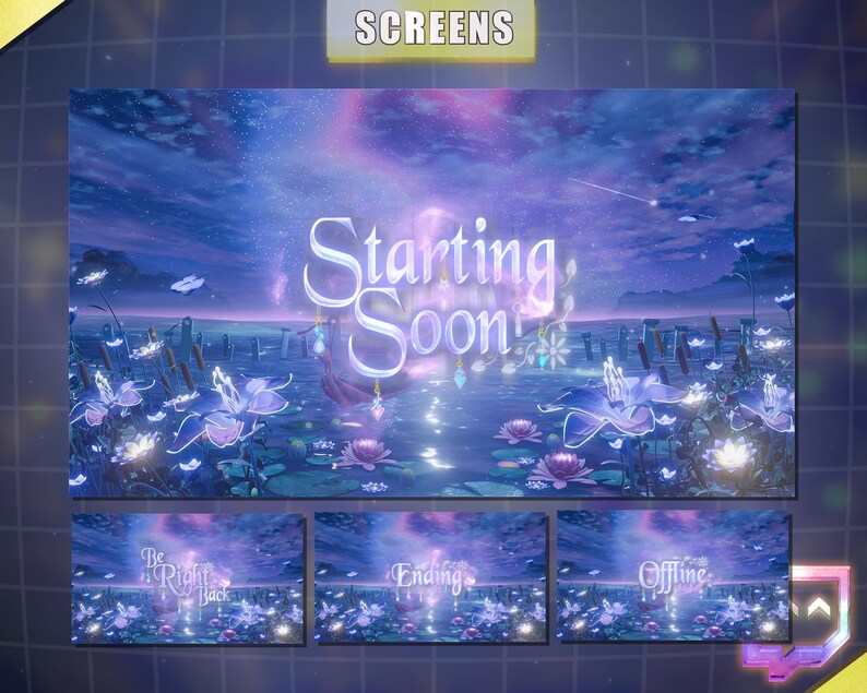 Twitch Animated Overlay Pack for Stream | Moonlight Reverie | Elegant ...