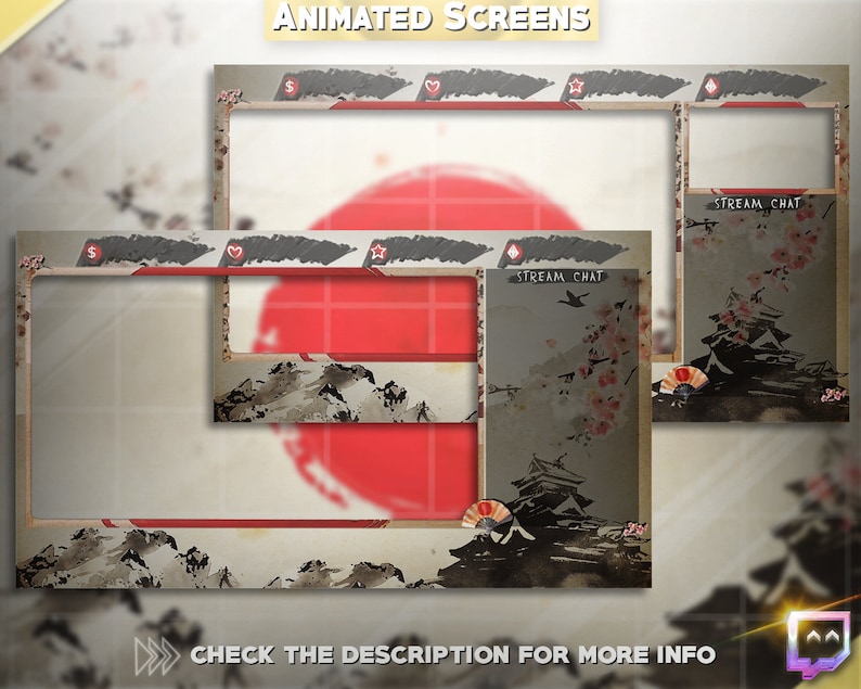 Animated Japanese Stream Overlays Pack Edo Twitch Anime Samurai - Etsy