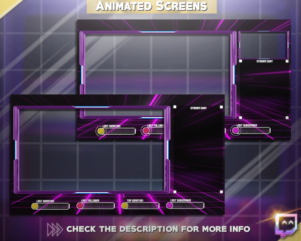 Animated Retro Stream Overlays Pack Arcade Twitch Retro Vaporwave Pixel ...