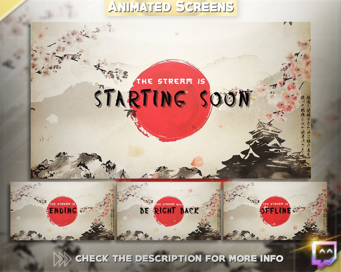 Animated Japanese Stream Overlays Pack Edo Twitch Anime Samurai - Etsy