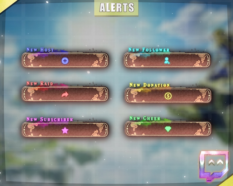 Animated Fantasy Twitch Overlay Pack for Stream Skyward RPG Magic ...