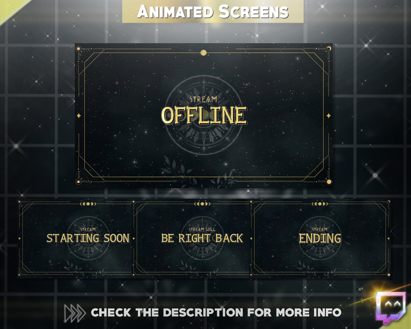 Animated Celestial Twitch Overlay Pack for Stream Celestial Witchcraft Moon Star Mystic Cosmos ...