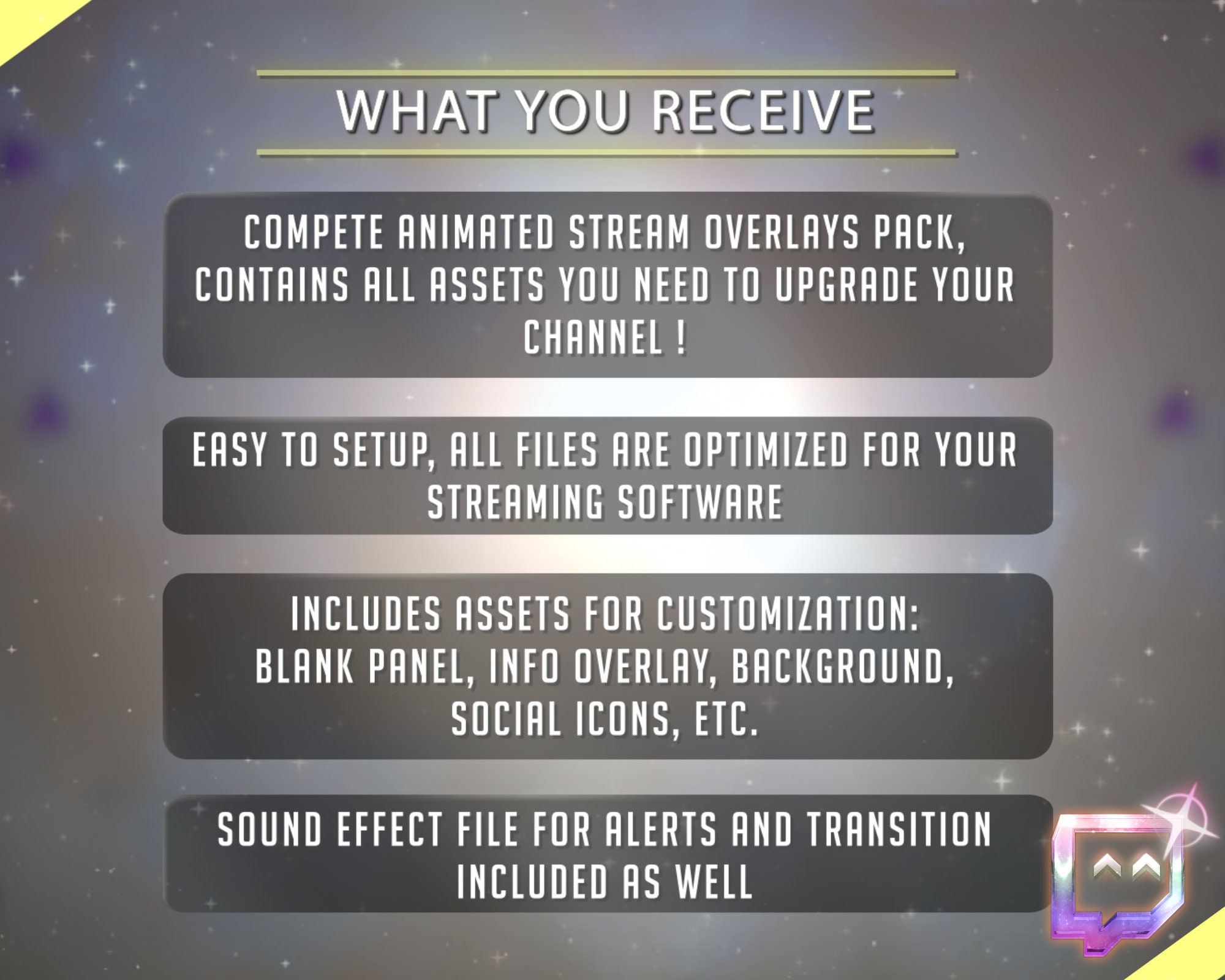 Animated Twitch Overlay Pack for Stream Emerald Cute Pastel Colorful ...