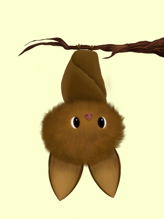 Puffball Bat Print | Etsy