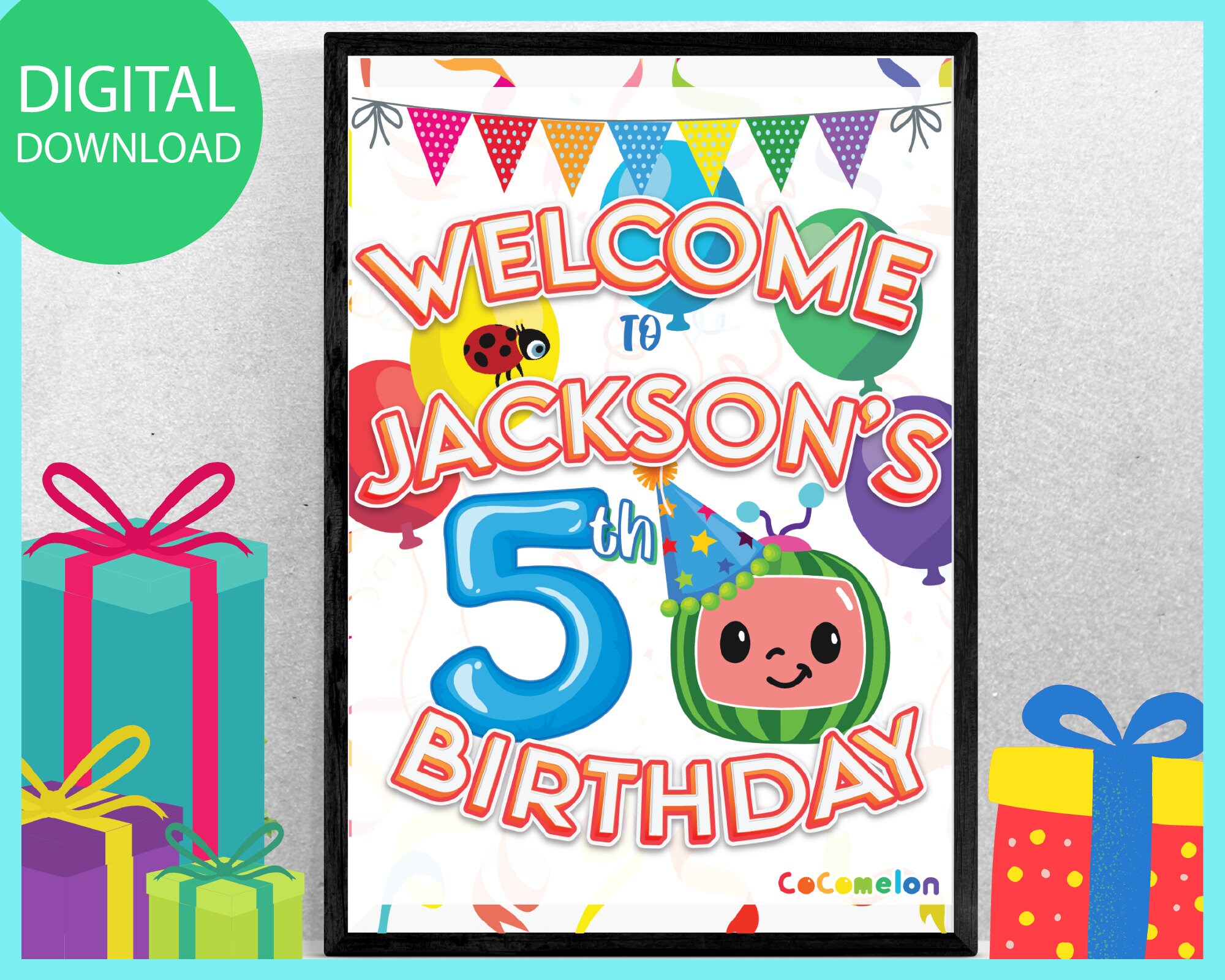 Digital Art & Collectibles Cocomelon Birthday Sign for Popcorn Station ...