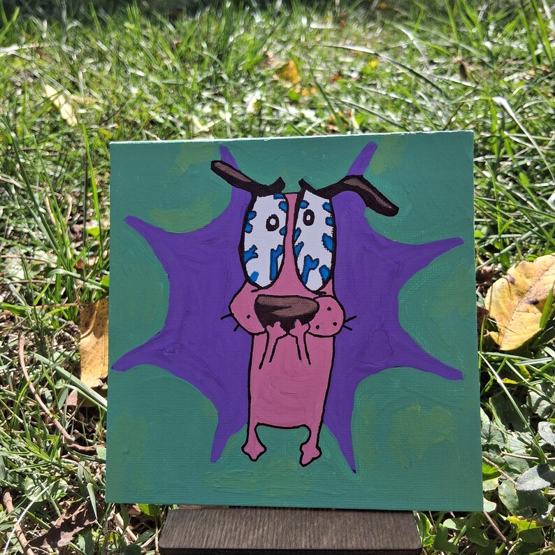 Handmade Courage the Cowardly Dog Acrylic Painting - Etsy