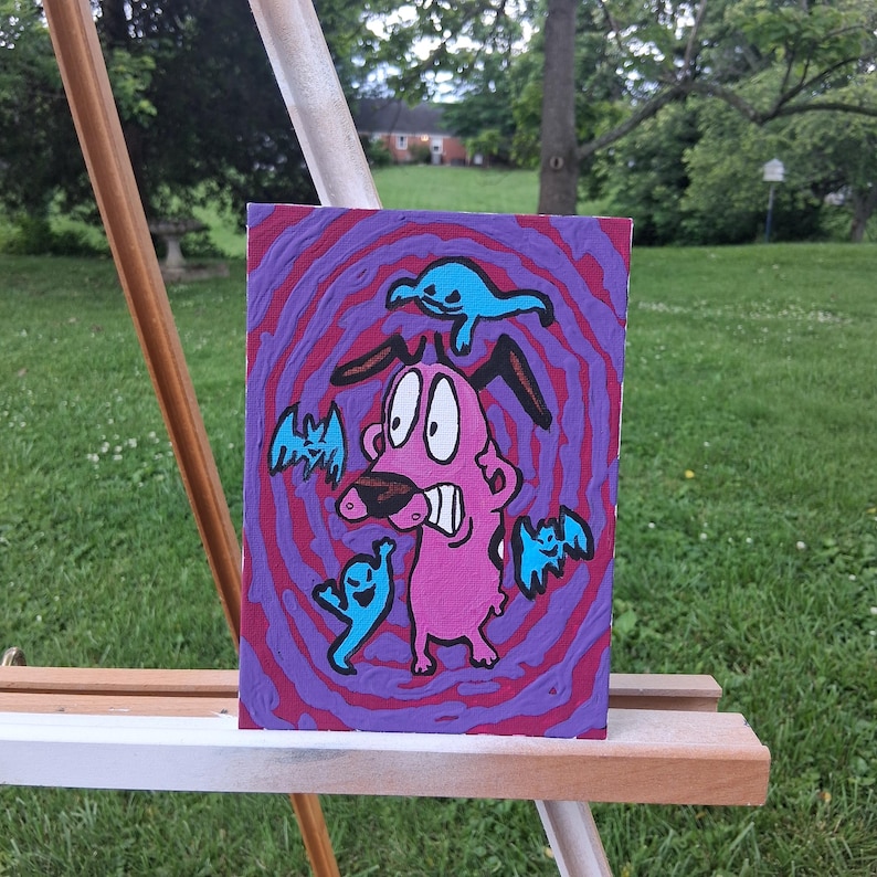 Handmade Courage the Cowardly Dog Acrylic Painting - Etsy