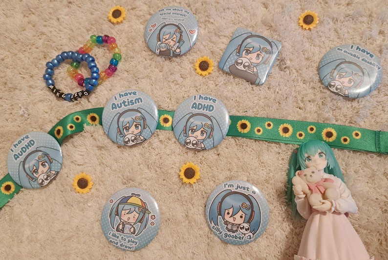 Miku-tism Hidden Disability Pins & Magnet Autism ADHD Audhd Sunflower ...