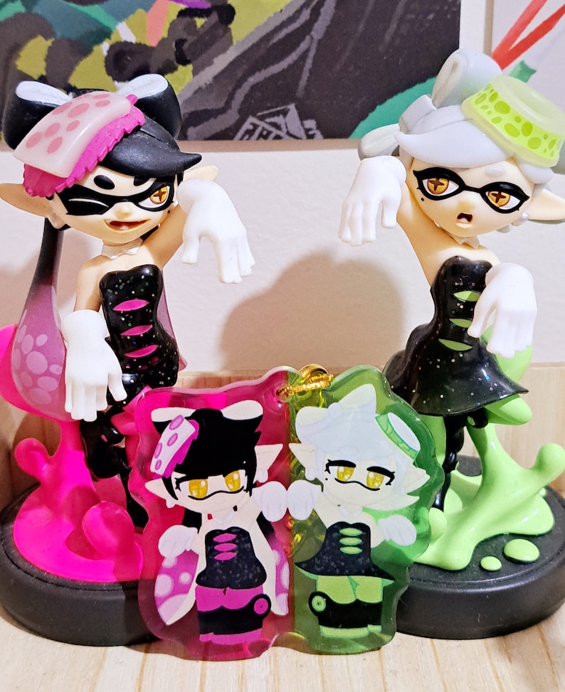 Splatoon Squid Sisters Idol Acrylic Clear Green and Pink Keychain - Etsy