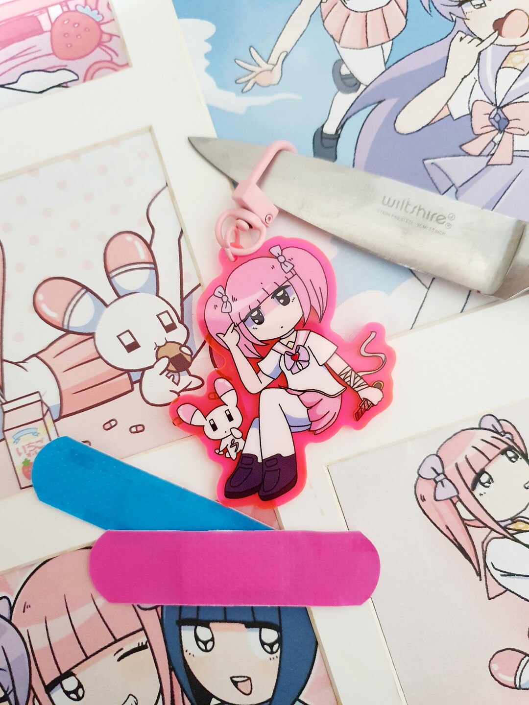 Menhera Chan Clear Pink Acrylic Keychain - Etsy Australia