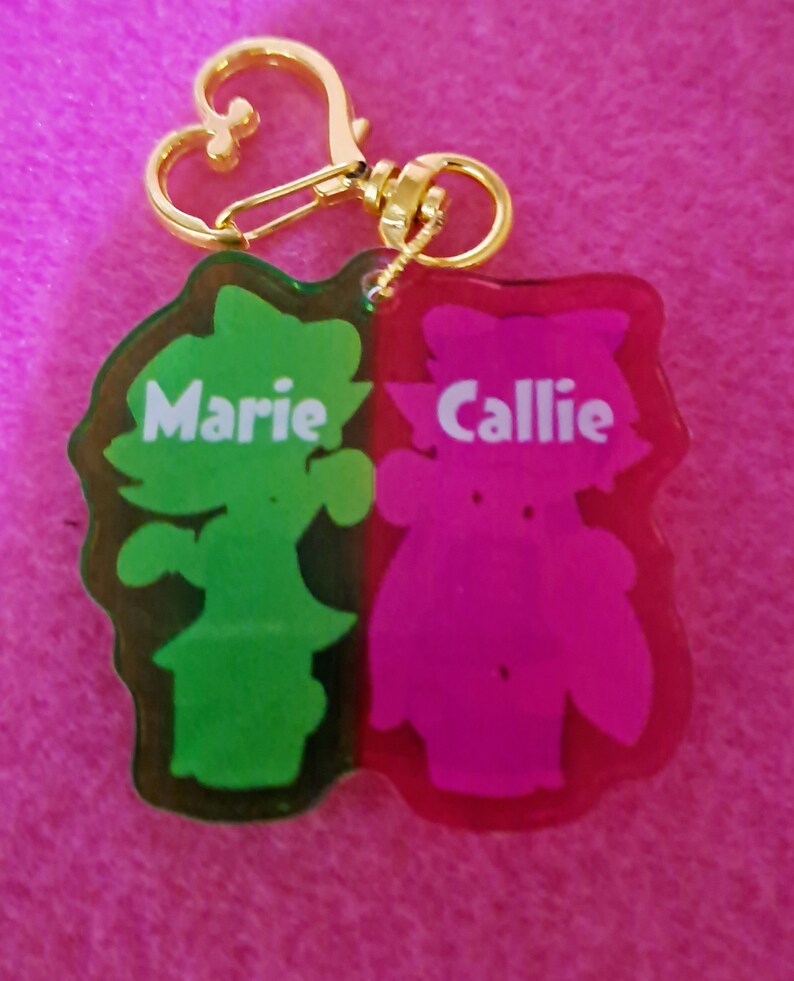 Splatoon Squid Sisters Idol Acrylic Clear Green and Pink Keychain - Etsy