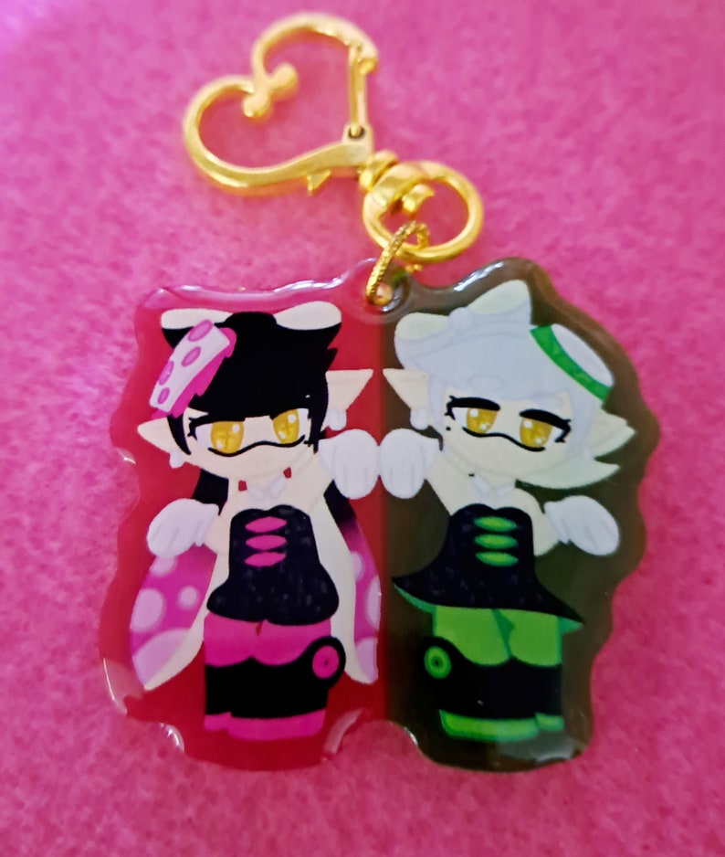 Splatoon Squid Sisters Idol Acrylic Clear Green and Pink Keychain - Etsy