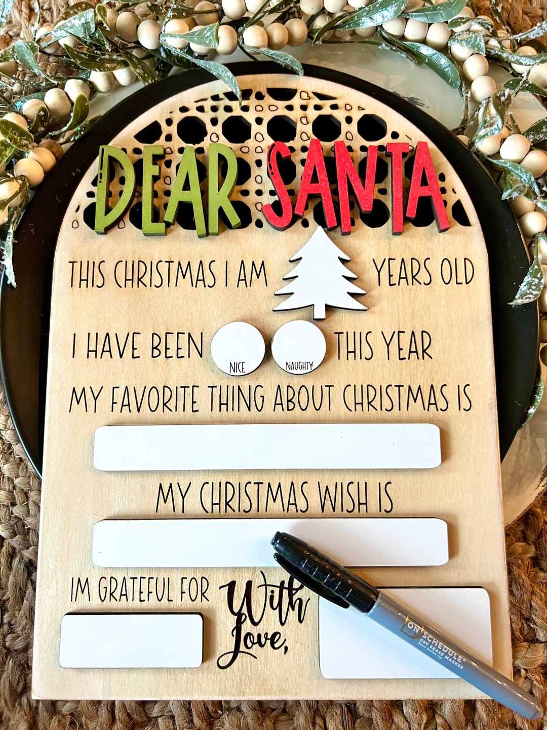 Dear Santa Letter Sign, Santa Board Sign, Reusable Santa Letter Sign ...
