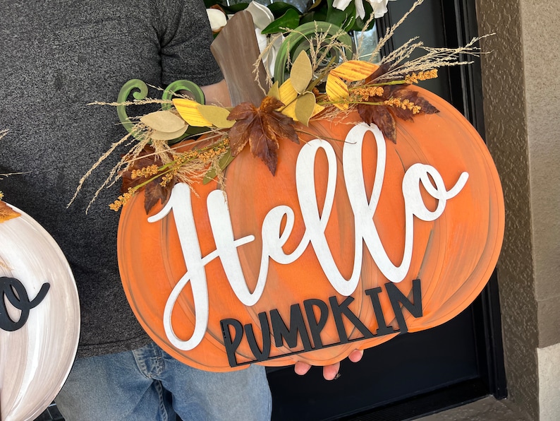 Hello Pumpkin Door Hanger Svg Only Laser File for Fall - Etsy