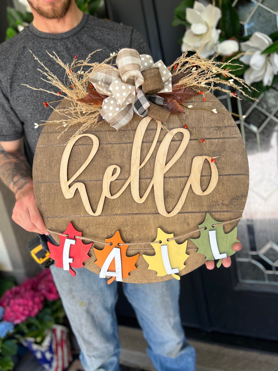 Hello Fall Door Hanger Svg Only Laser File for Fall - Etsy
