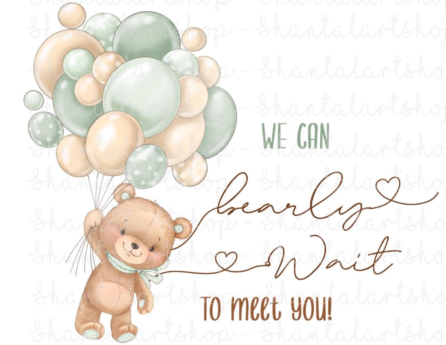 We Can Barely Wait, Baby Shower Bear, Baby Shower, Baby Coming PNG File ...