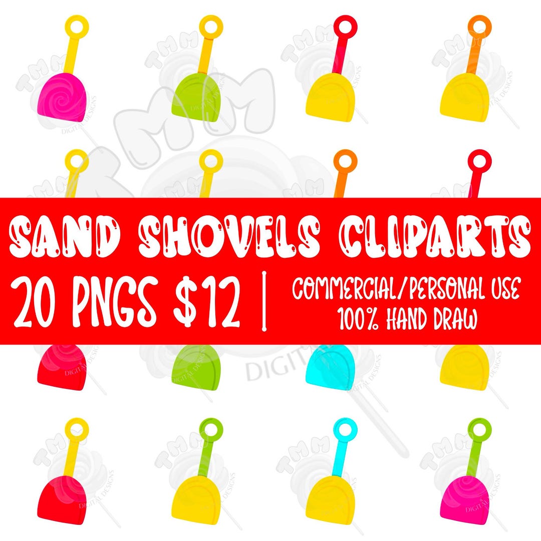 Summer Shovel Clipart Bundle Hand Drawn, Swim Safe Clipart for Digital ...