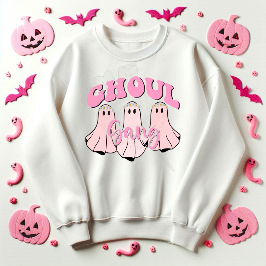 Ghoul Gang Girly Ghosts With Pink Bow and Flowers Png File, Pink ...