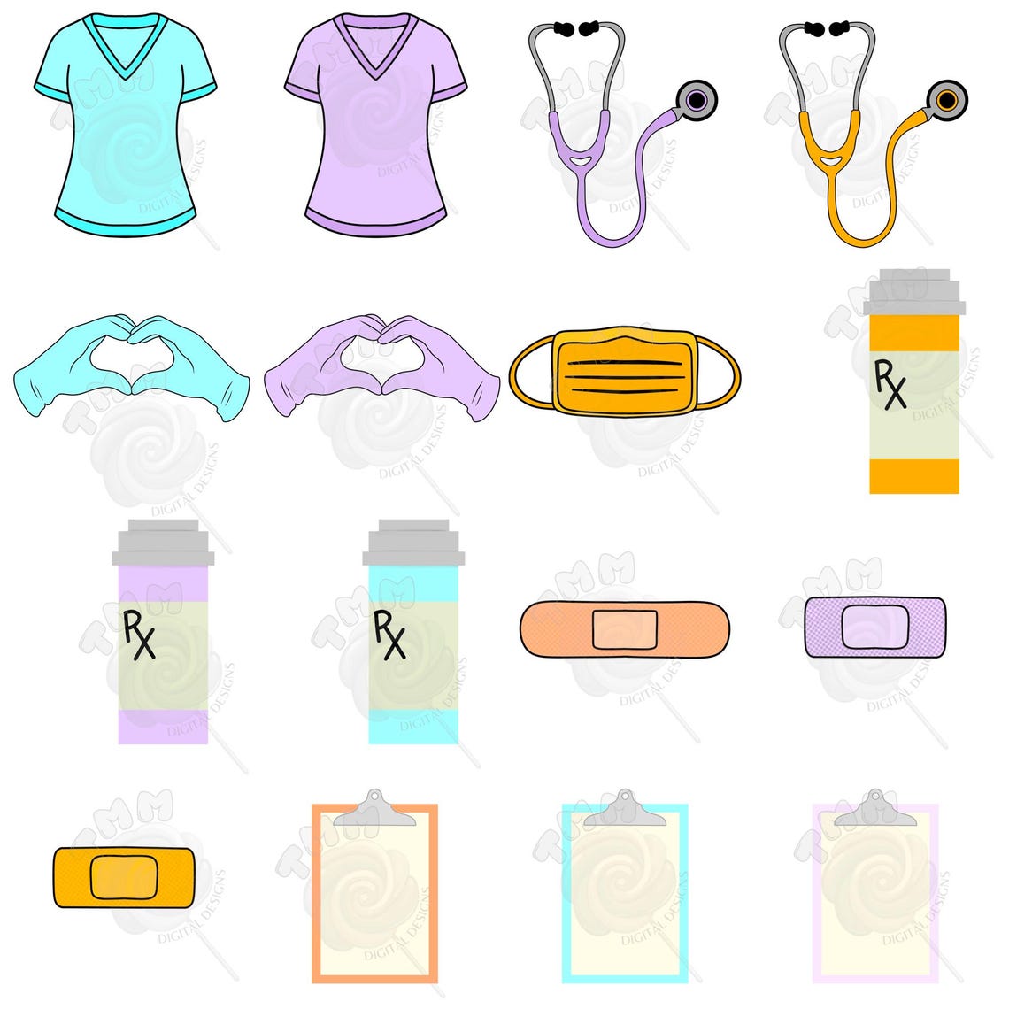 Nurse Cliparts Hand Drawn, Nurse Clipart for Digital Use, TMM Digital ...