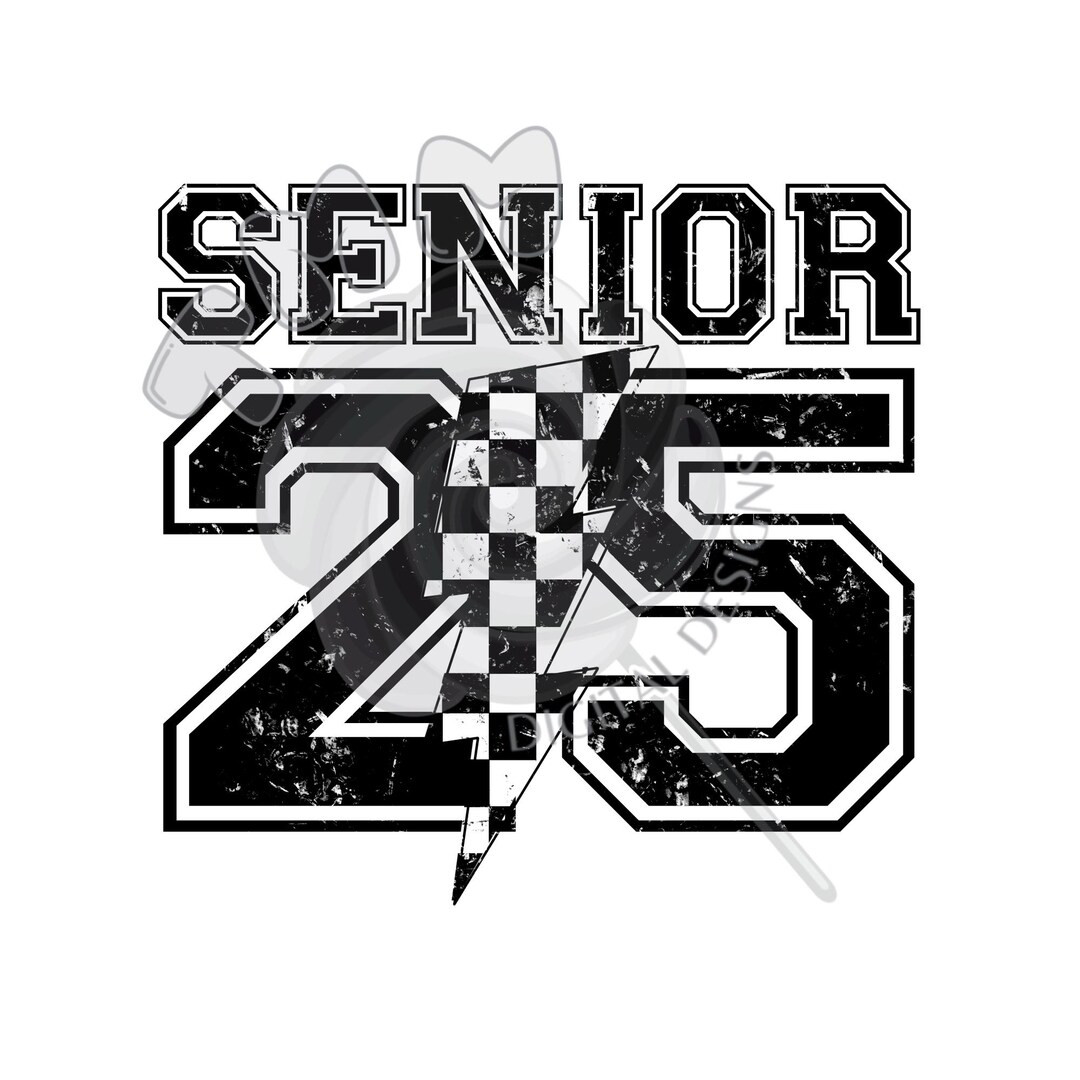 Senior 25 Checkered Bolt PNG File for Sublimation and DTF TMM Digital ...