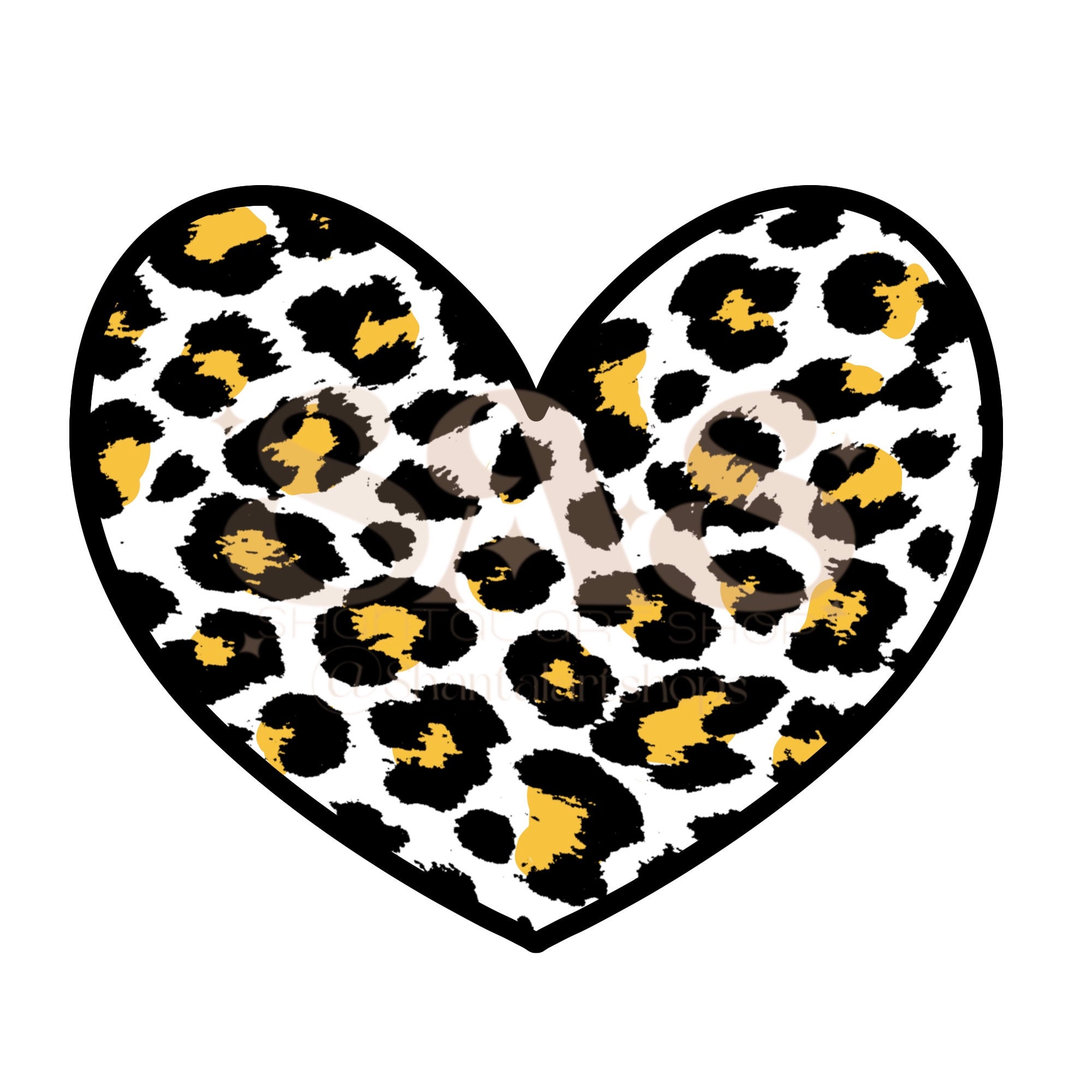 Yellow Leopard Heart Clipart Png Perfect for Decals Sublimation ...