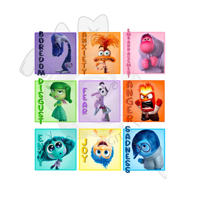 9 Feelings Png Files, Inside Out 2 Png Bundle Files, Png for T Shirts ...
