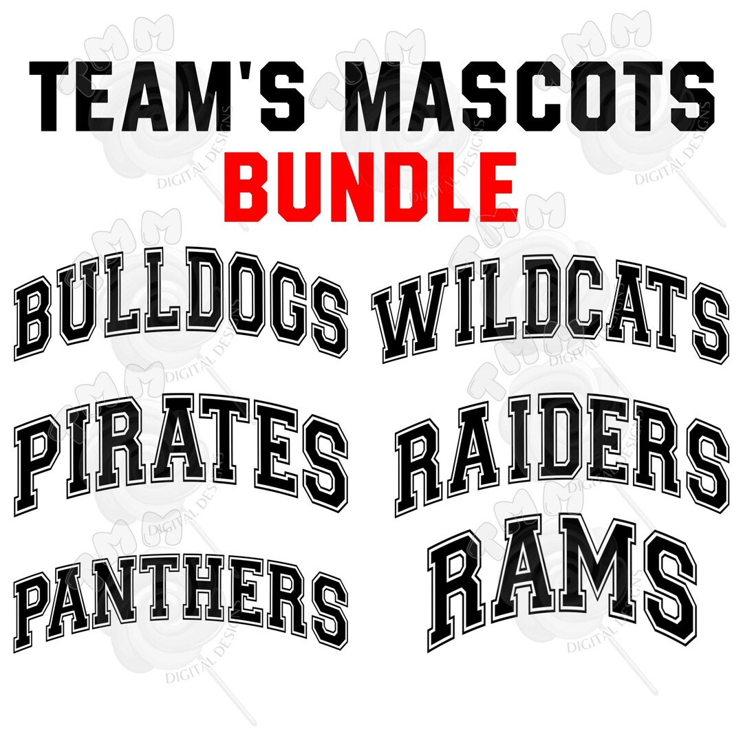 Mascots Varsity Font Curved Bundle, Mascots PNG, Mascots Digital File ...