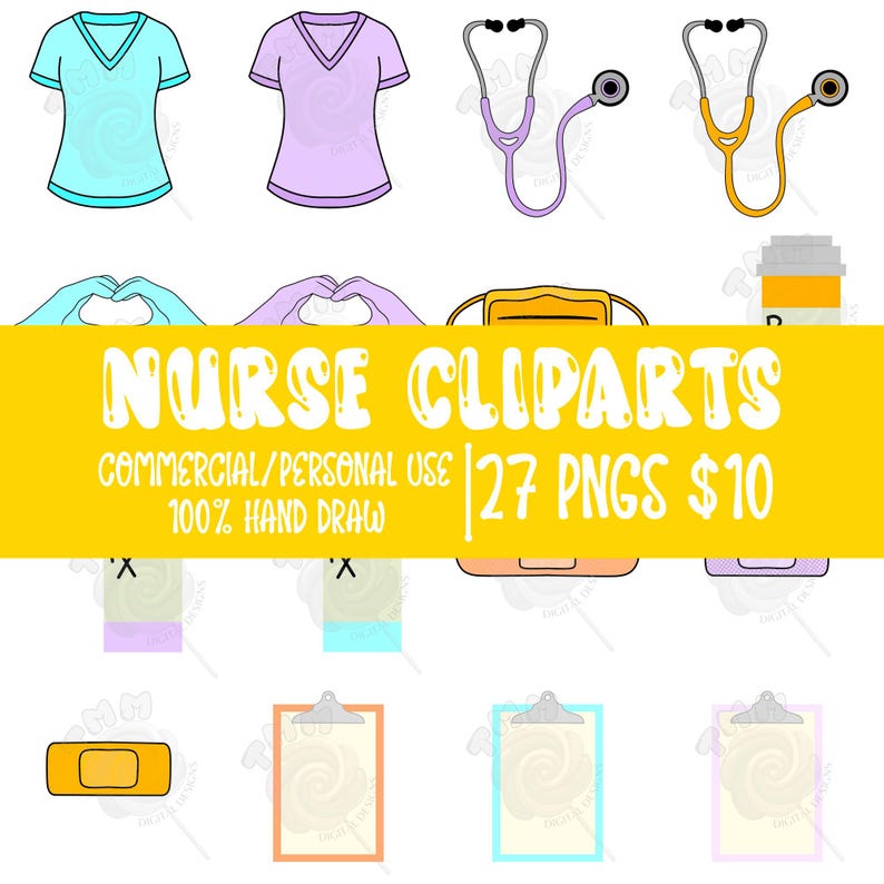 Nurse Cliparts Hand Drawn, Nurse Clipart for Digital Use, TMM Digital ...
