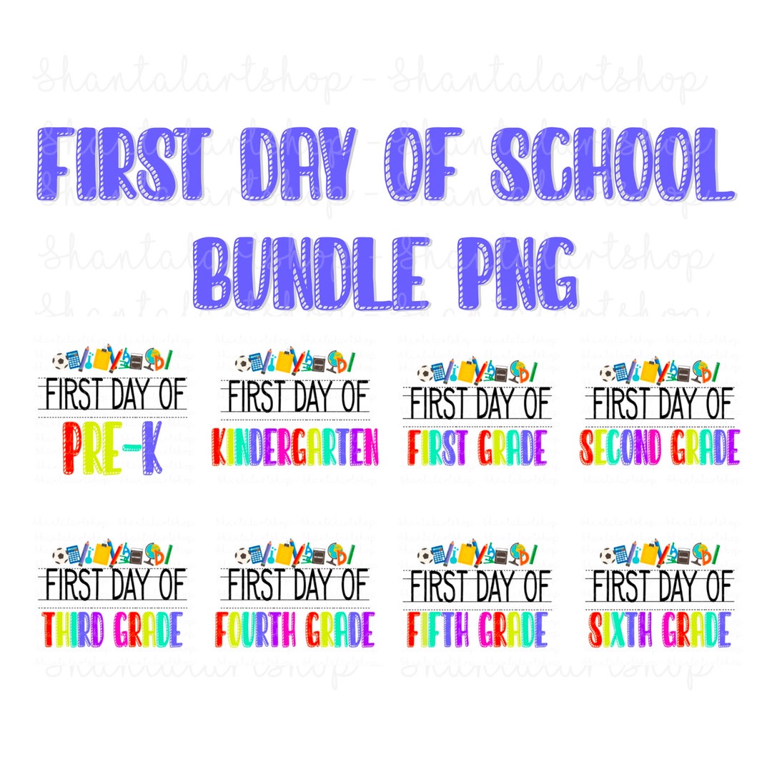 Back to School Png Bundle First Day of School PNG, Digital Download ...