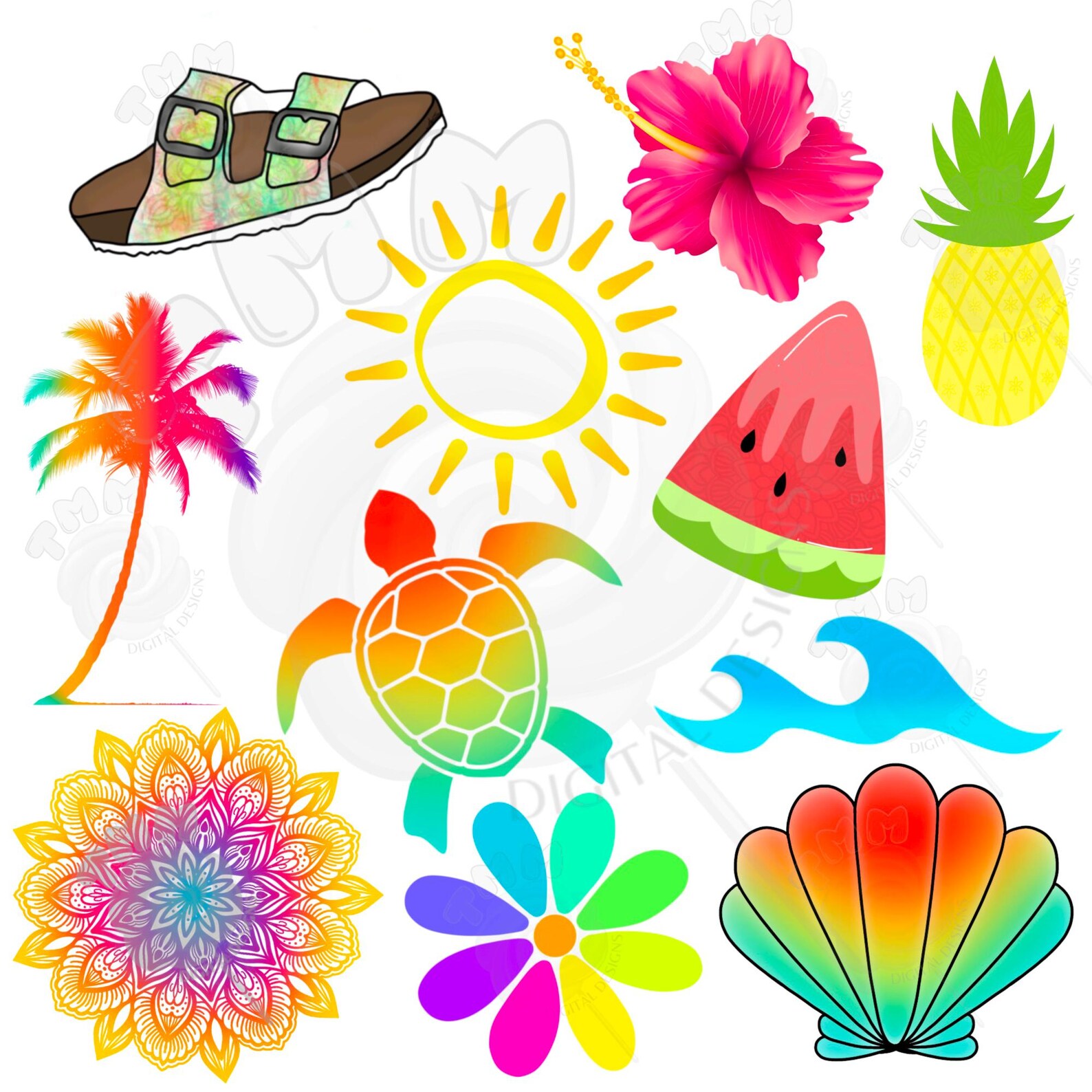 Summer PNG Clipart Bundle Hand Drawn, Swim Safe Clipart for Digital Use ...