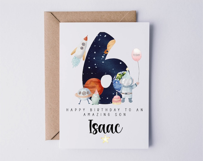 Personalised 6th Birthday Card 6 Year Old Balloon Card Happy 6th ...