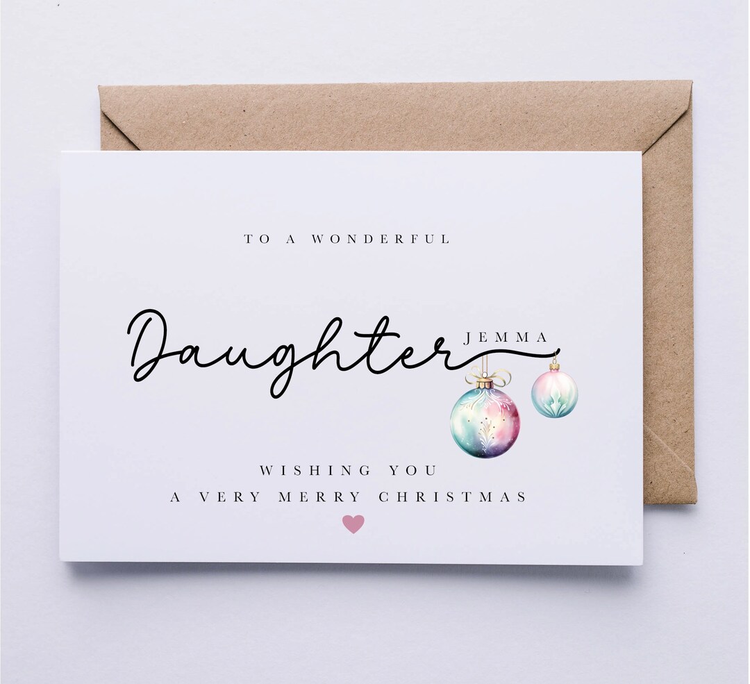 Daughter Christmas Card, Personalised Card, Xmas Card for Daughter ...
