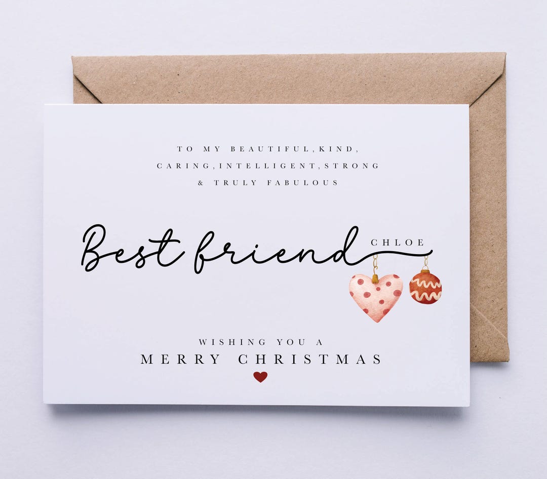 Best Friend Christmas Card, Personalised, Xmas Card for Best Friend ...