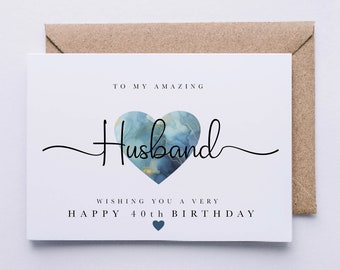 Husband 40th Birthday Card, Handmade 40th Birthday Card for Husband ...