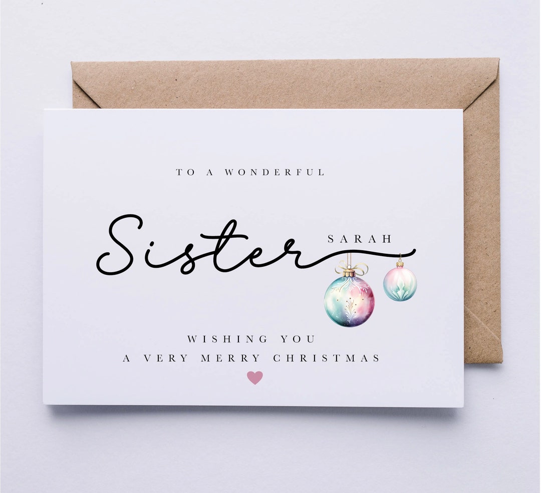 Sister Christmas Card, Personalised Card, Xmas Card for Sister - Etsy UK