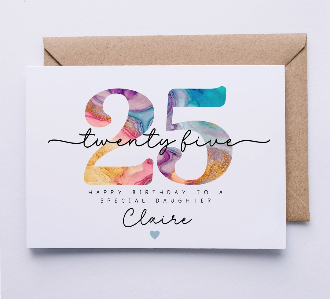 25th Birthday Card for Her, Twenty Fifth Birthday, Twenty Five ...