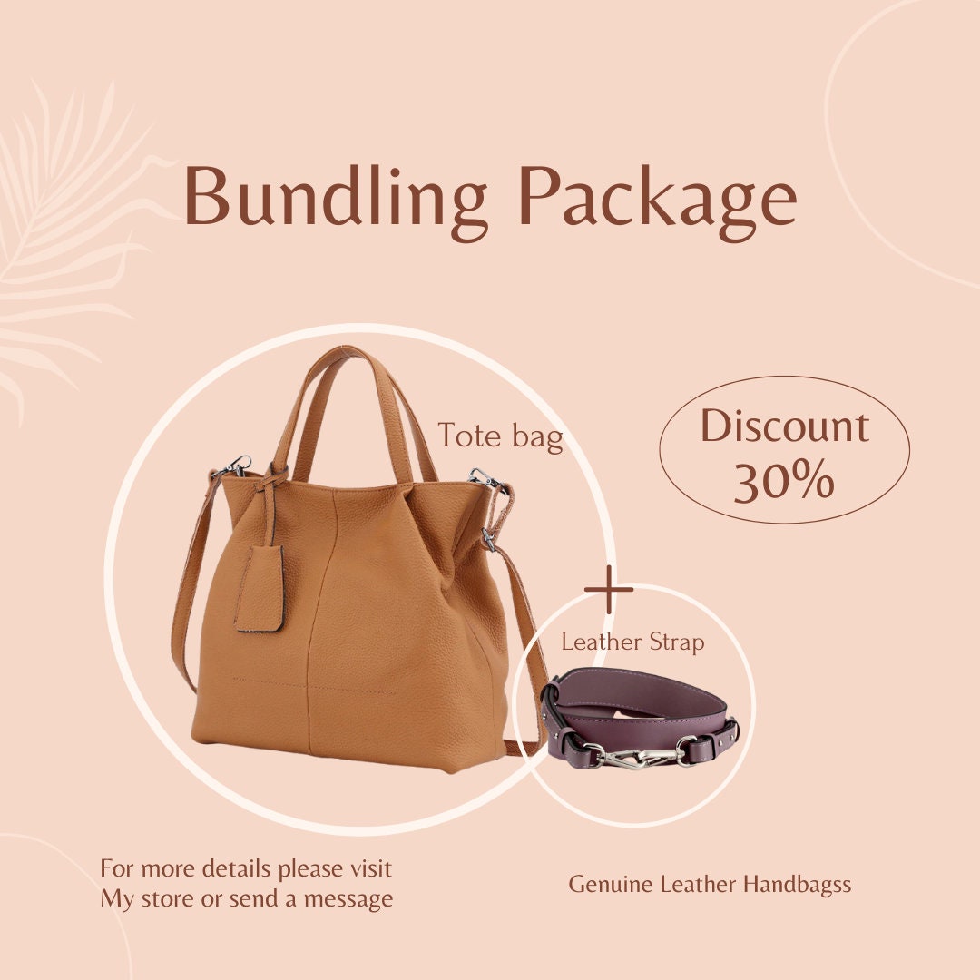 Leather Tote Plus Genuine Leather Strap Bundle, Handbag Tote Bag, Gift ...