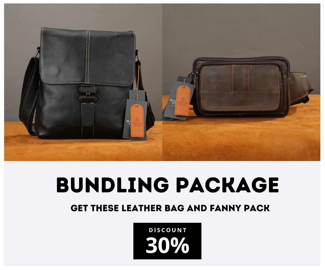 Leather Crossbody Bag With Fanny Pack Bundle, Leather Bag Bundle ...