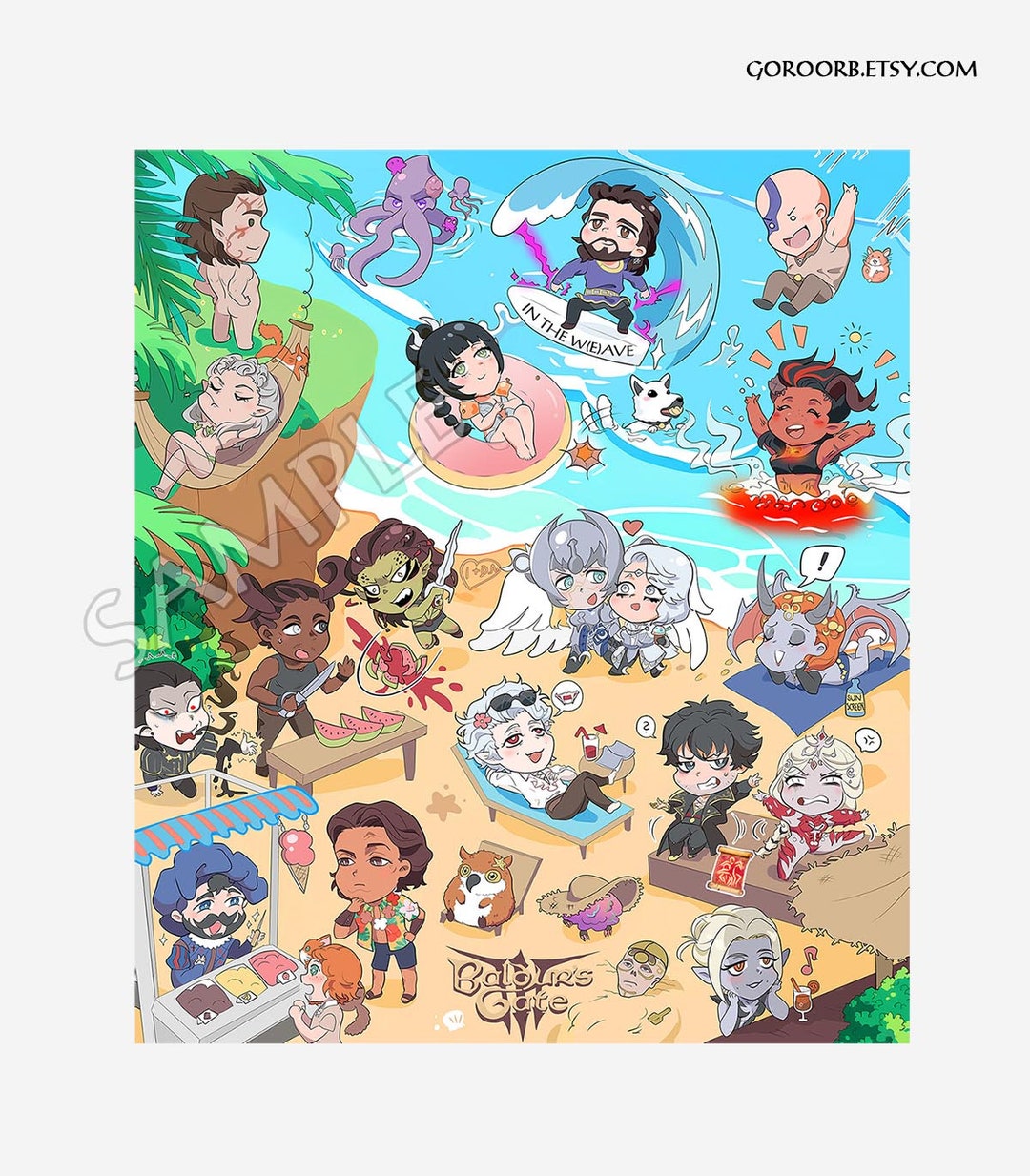 BG3 Beach Poster Baldur's Gate 3 Astarion Gale Karlach Lae'zel ...
