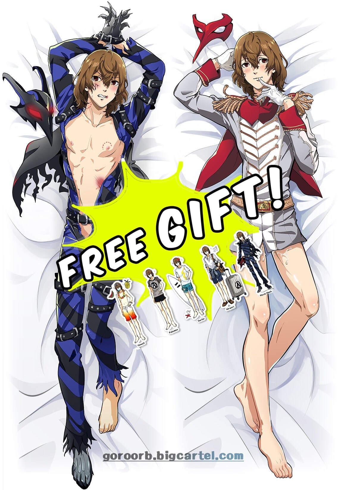 Goro Akechi Dakimakura Persona 5 Crow Black Mask Body Pillow - Etsy