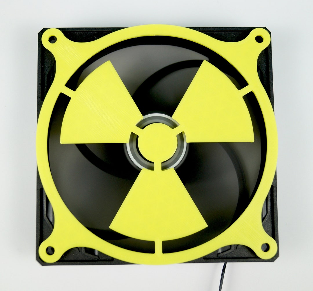PC Fan Grid 120 Mm Slim 3D Printed With Atom Radiation Symbol in Neon ...