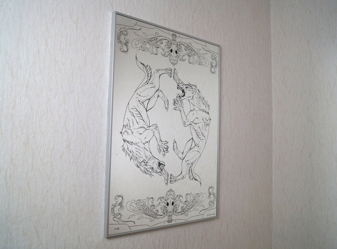 Furry Demon Hyena Mirror Laser Engraved Mirror With Demon Hyena Motif ...