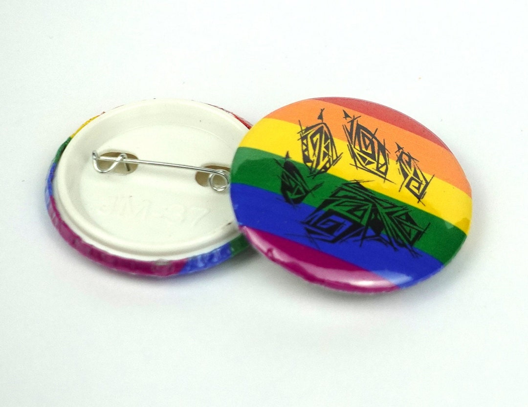 LGBTQ Button Pin Rainbow Flag With Paw Pride Month With Safety Pin - Etsy