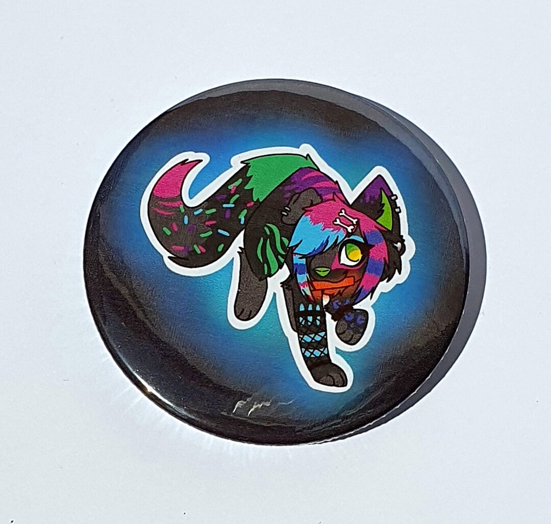 Furry Wolf Badge Pin Cute Furry Rave Wolf Button With 58 Mm Diameter ...