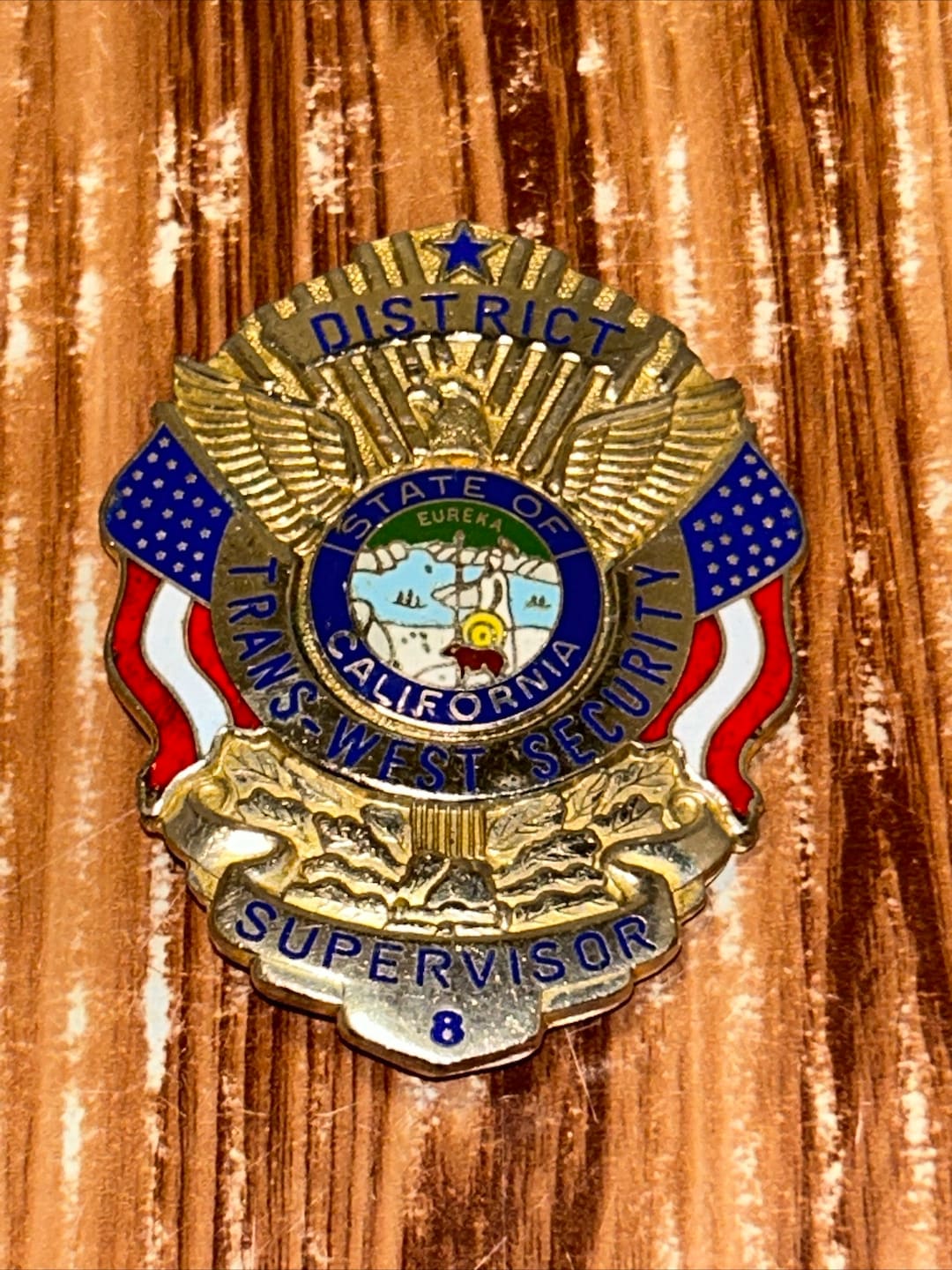 Vintage Obsolete Trans-west Security District Supervisor Badge Gold ...